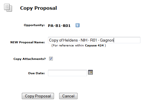 Copying And Transforming Proposals In Proposals S2s Cayuse Help Center